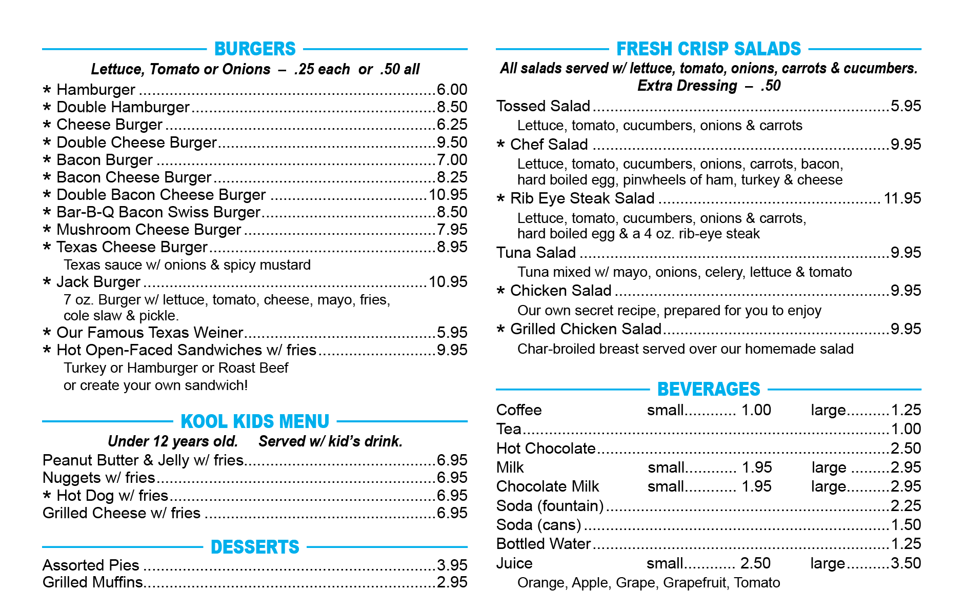 Menu – Lori’s Corner Kitche